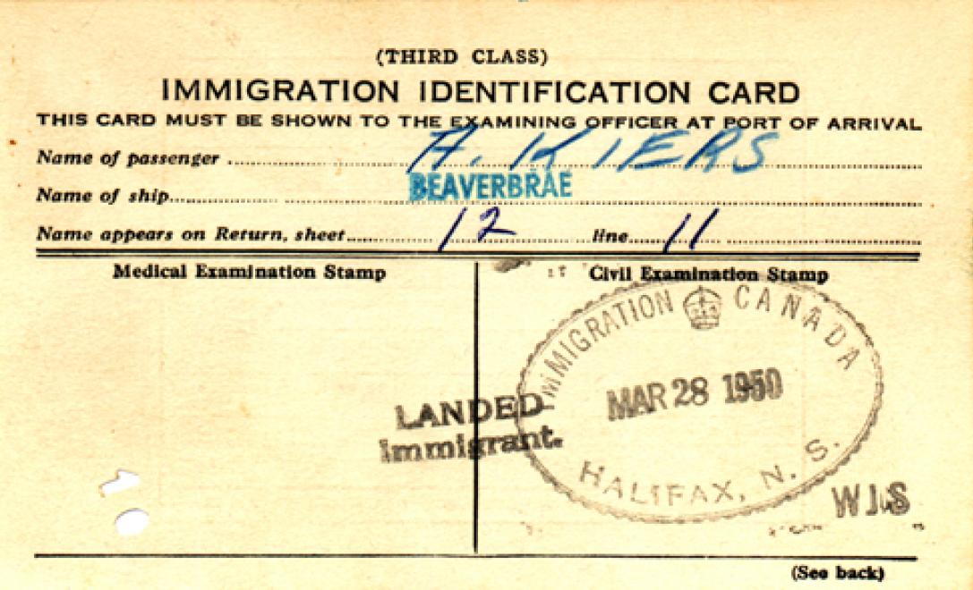 Artifacts-Immigration Related Documents | Canadian Museum of ...