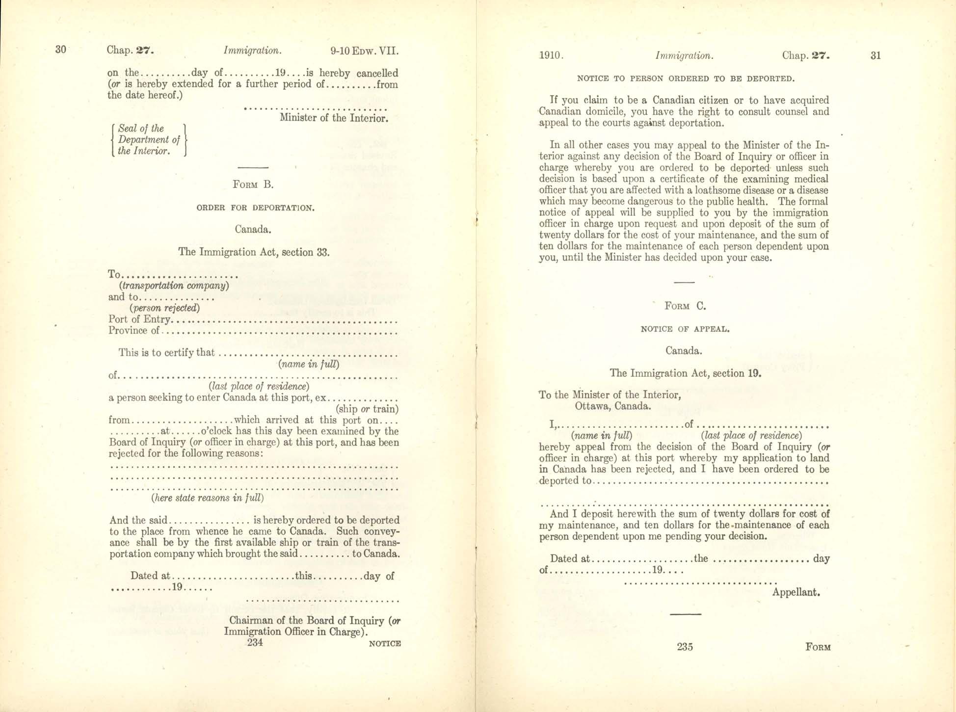 Immigration Act, 1910 | Canadian Museum of Immigration at Pier 21