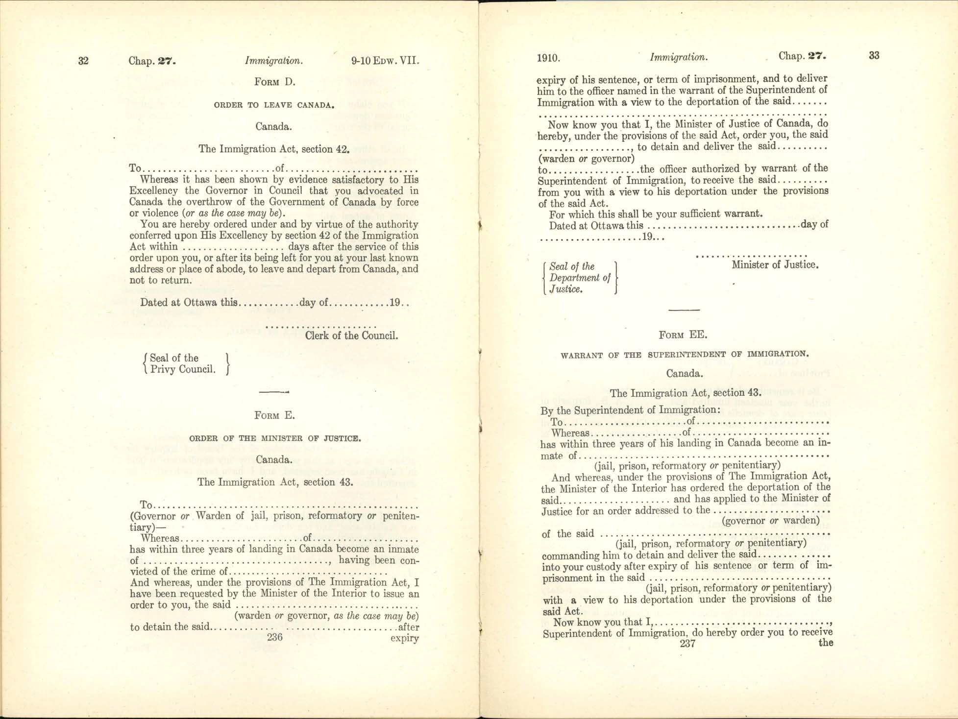 Immigration Act, 1910 | Canadian Museum of Immigration at Pier 21